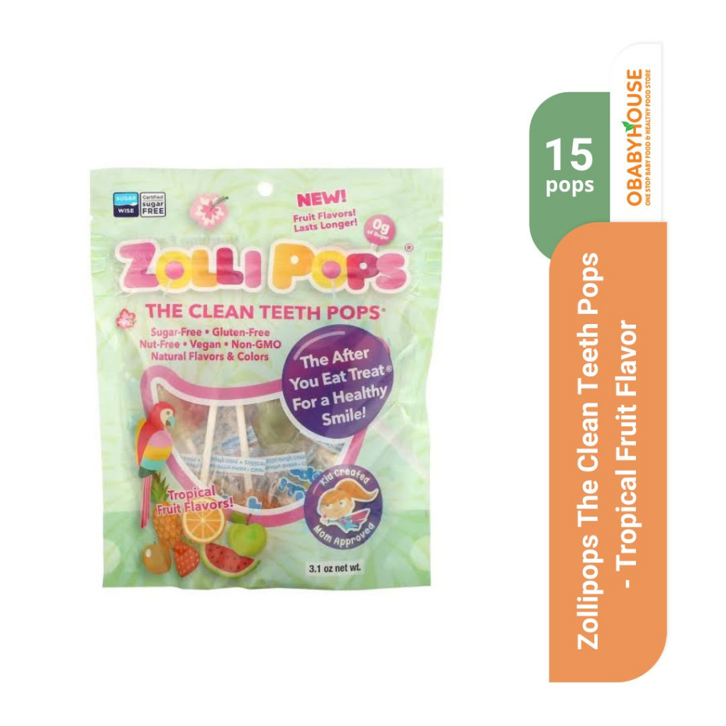 Jual Zollipops The Clean Teeth Pops - Tropical Fruits Flavors - 15 pops ...