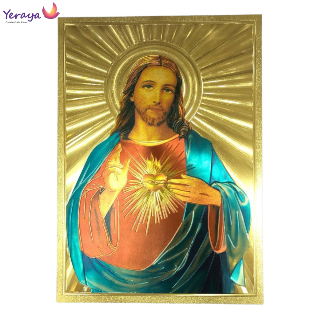 Jual Poster Dinding Gambar Yesus dan Maria Hati Kudus Berhologram ...