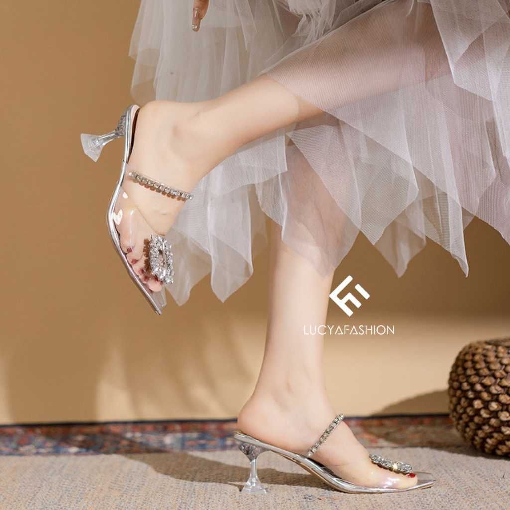 Jual 0658 Sepatu pesta wanita terbaru heels kaca import kekinian ...
