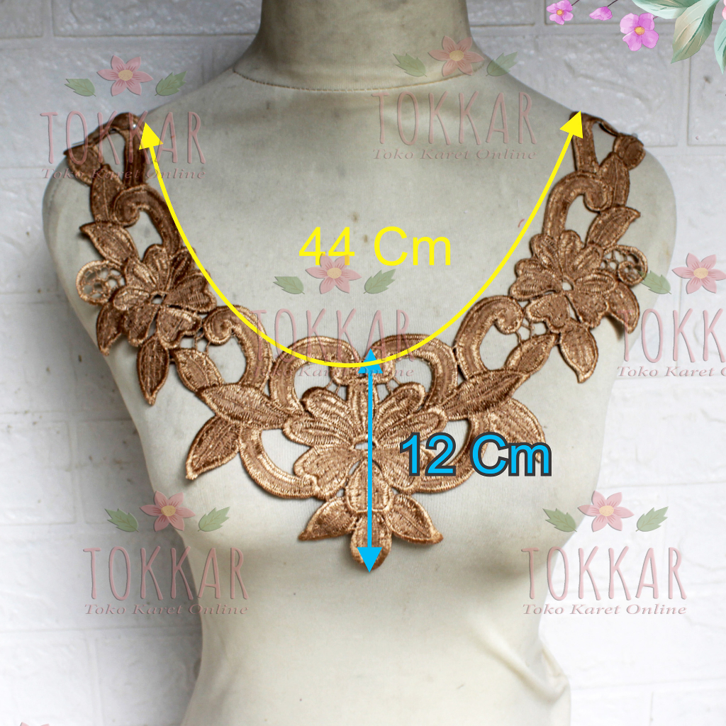 Jual (Per Pcs) Aplikasi Kerah Bordir / Aplikasi Leher / Renda Leher ...