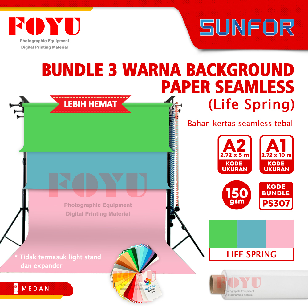Jual Bundle 3 Warna Background Backdrop Layar Studio Foto Video Paper ...