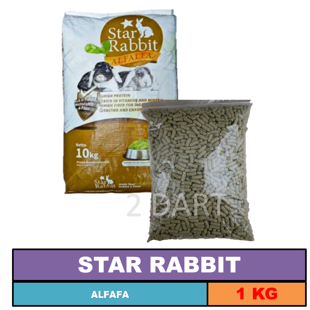 Jual Pakan Kelinci STAR RABBIT RASA ALFAFA Kemasan 1Kg Repack | Shopee ...