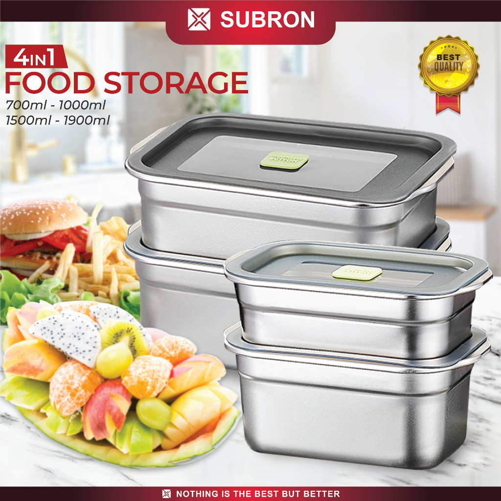 Jual SUBRON Food Storage 4in1 Stainless 0.7L 1L 1.5L dan 1.9L Tempat ...