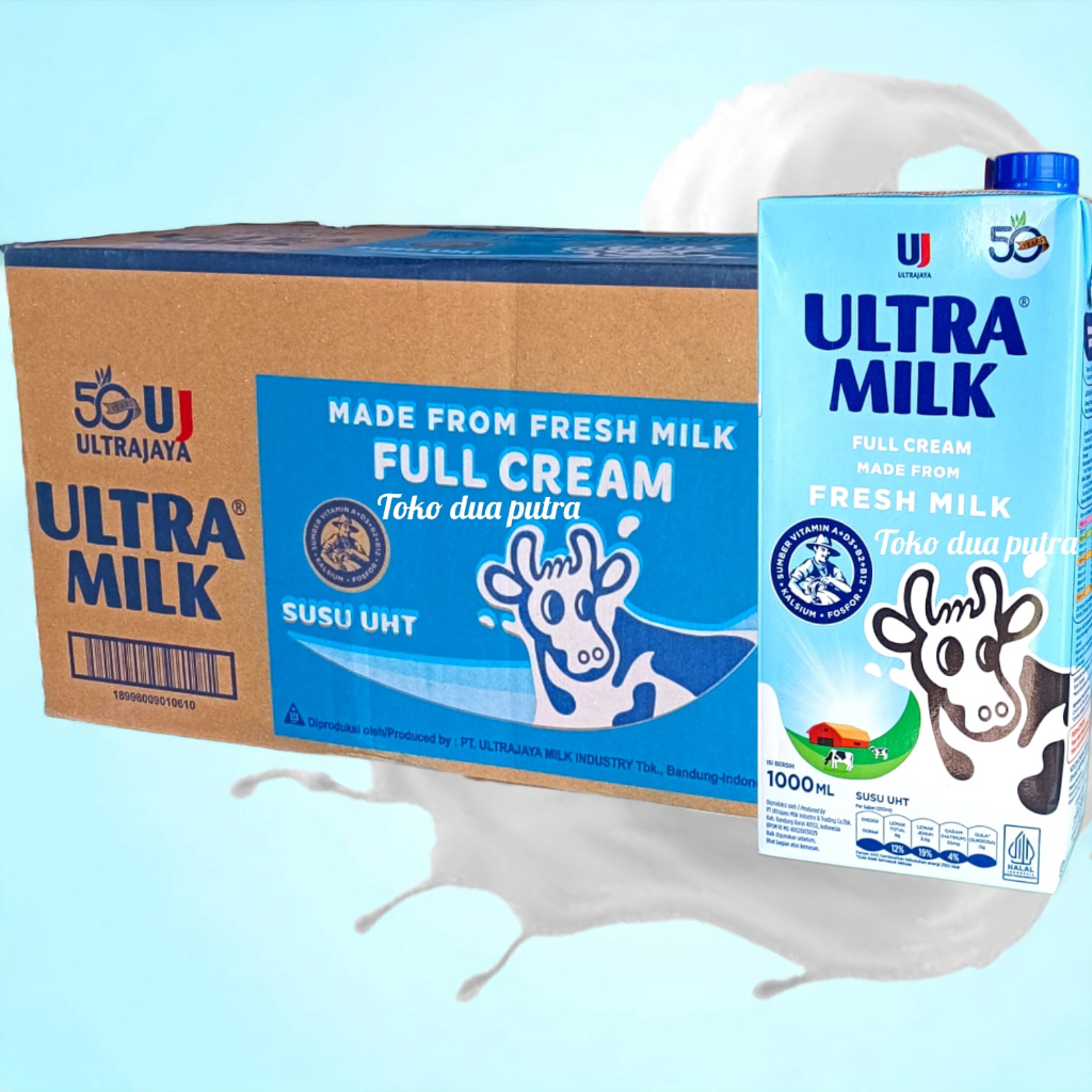Jual Susu Ultra UHT Milk Plain 1L (33,8 fl.oz) 1 dus*12 psc | Shopee ...