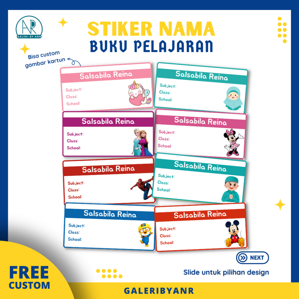 Jual D66 Sticker buku sekolah custom | Stiker mata pelajaran stiker ...