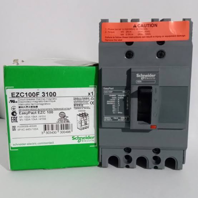Jual MCCB SCHNEIDER EZC100F3100 3P 100A 10KA BREAKER EZC100F 3PHASE EZC ...
