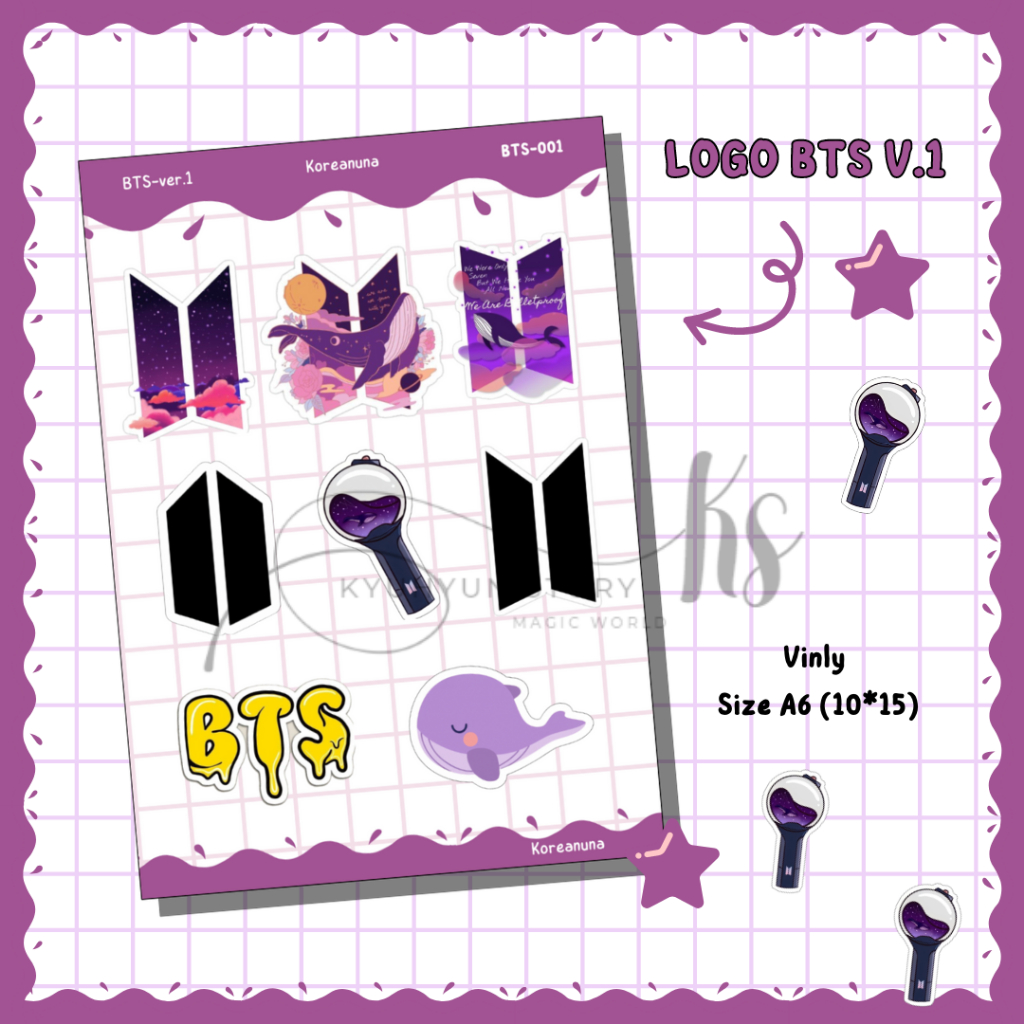Jual Sticker Kpop Logo BTS Army Stiker Bities Vinly Deco Aesthetic ...