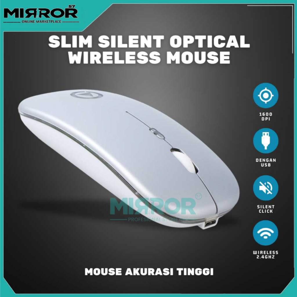 Jual Mouse Wireless Slim Silent LED RGB USB 2.4GHz Mouse Dapat Di Isi ...