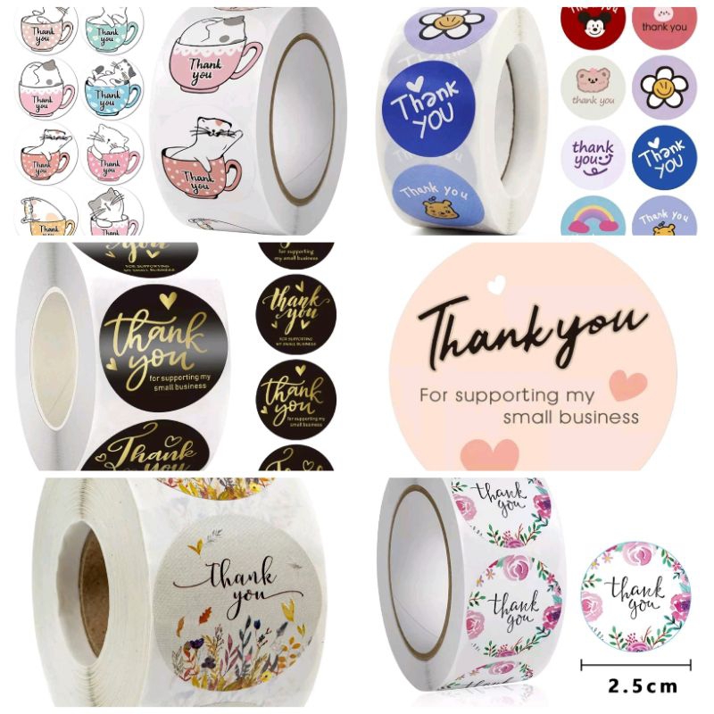 Jual (1 roll isi ±500 pcs) Stiker Label Terima kasih sticker thank you ...