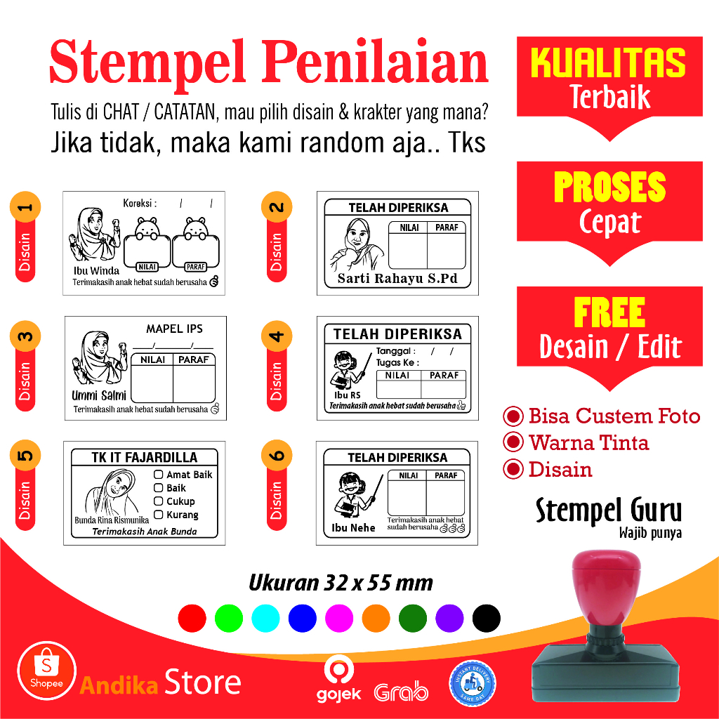 Jual Stempel Nilai Guru Stempel Checked Stempel Reward BISA CUSTOM SUKA ...