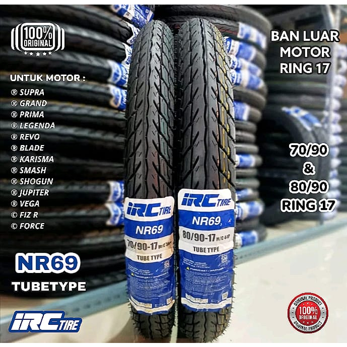 Jual BAN LUAR MOTOR BEBEK [ IRC ] NR69 70/90 & 80/90 RING 17 TUBE TYPE ...