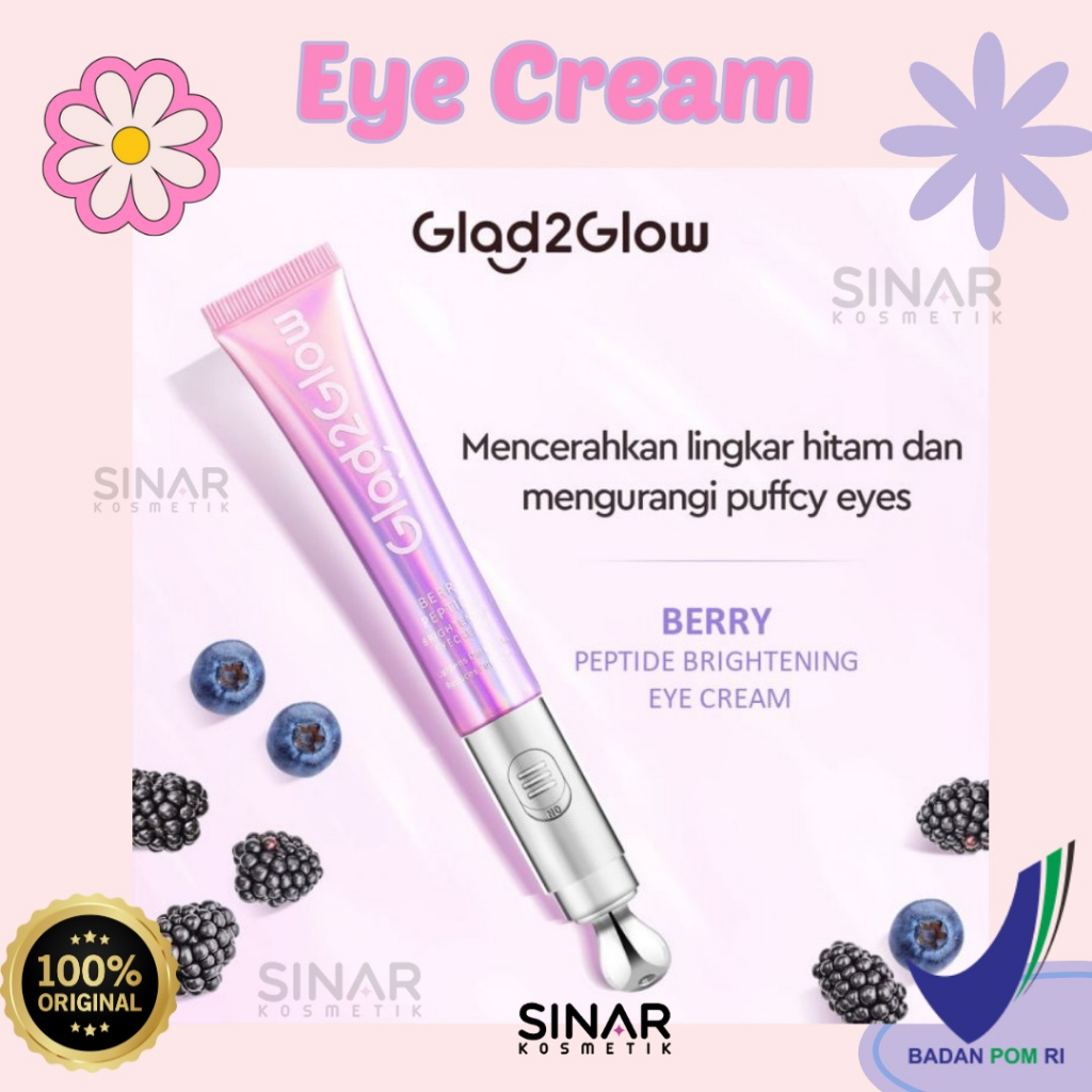 Jual Glad2Glow Berry Eye Cream Brightening Eye Serum with Electronic ...