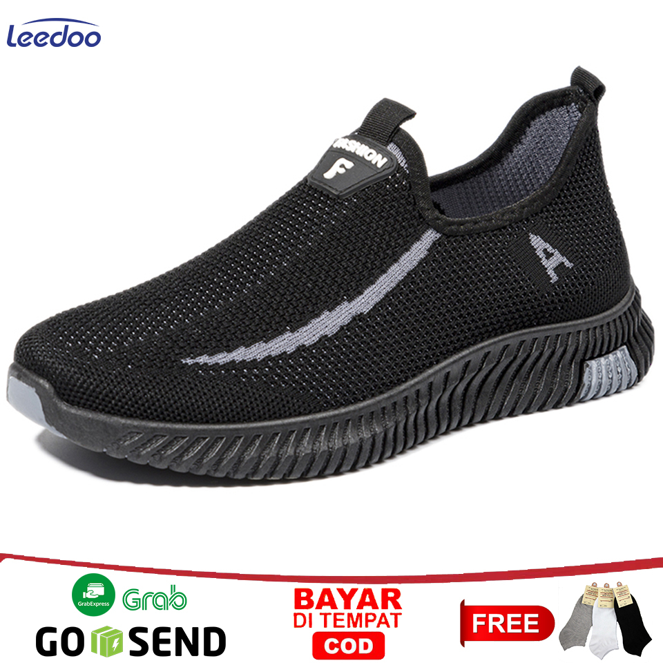 Jual Leedoo Sepatu Slip On Pria Casual Sepatu Kerja Cowok Sneakers Running Shoes Sepatu Flat ...
