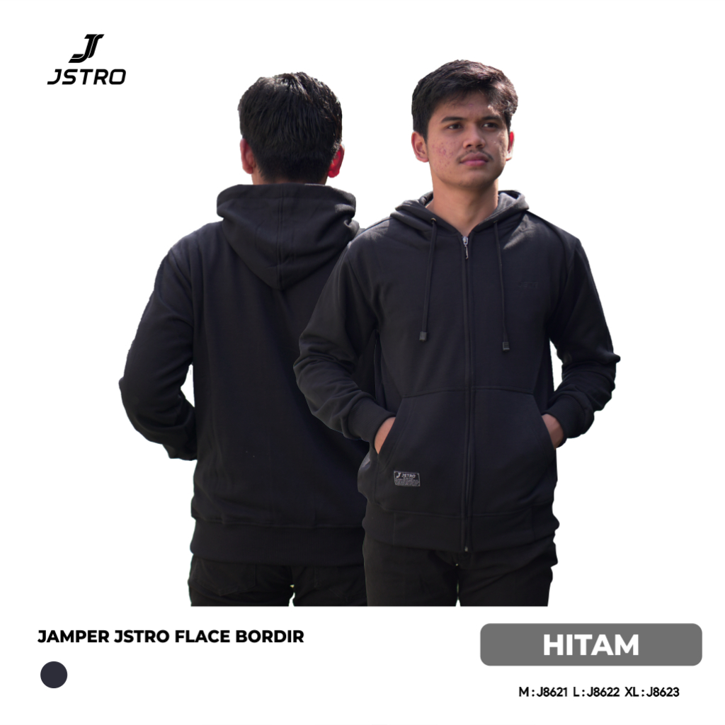Jual Jstro Zip Hoodie Bahan Flece Jaket Pria Hitam Polos | Shopee Indonesia