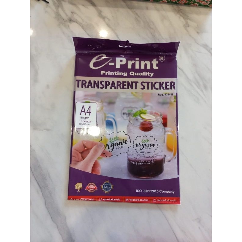 Jual E-print sticker transparan A4 150gsm | Shopee Indonesia