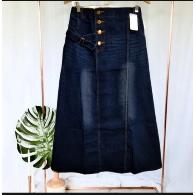 Jual Rok jeans panjang//rok jeans x//rok jeans strect//Rok Jeans Jumbo ...