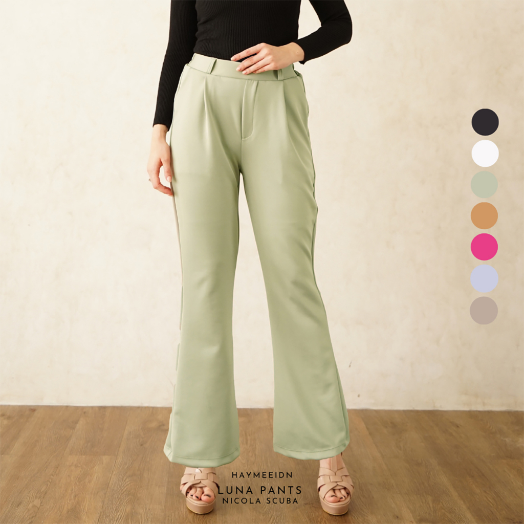 Jual HaymeeIDN - Luna Long Cutbray Pants | Bawahan Highwaist Cutbray ...