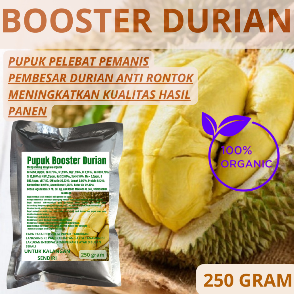 Jual MO Pupuk Booster Durian 250 GR Pelebat Buah dan Anti Rontok /Pupuk Durian Agar Cepat ...
