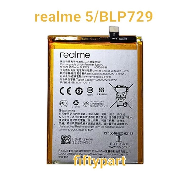 Jual BATRE BATERAI BATTERY REALME 5 BLP729 ORIGINAL | Shopee Indonesia