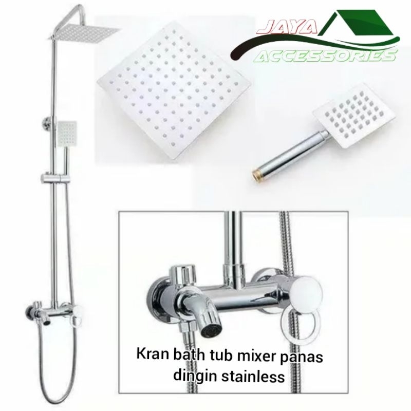 Jual kran shower bath tub mixer panas dingin/shower tiang rainfall ...