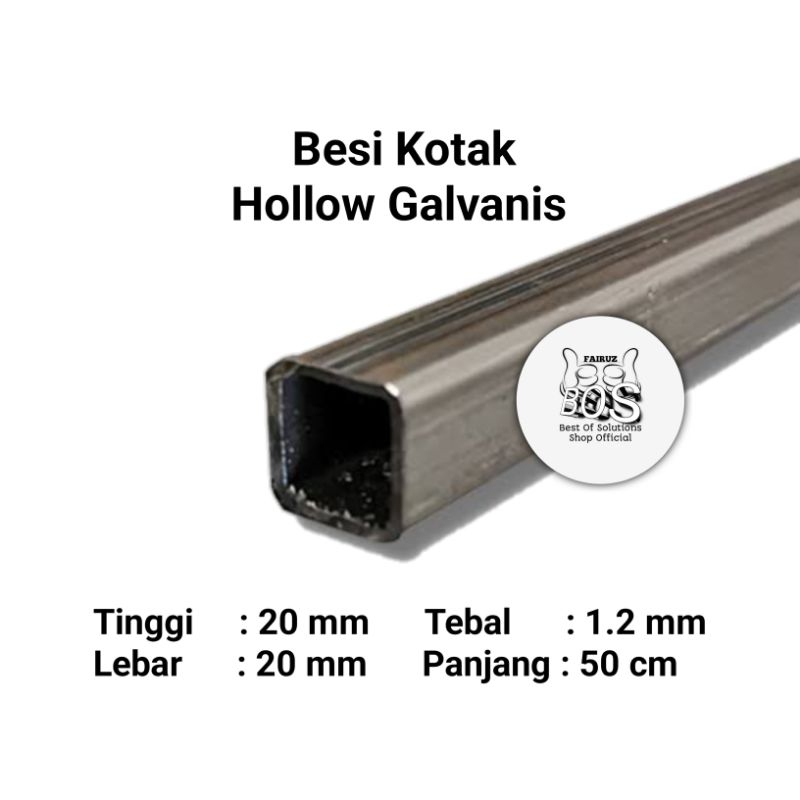 Jual Besi Kotak Hollow Galvanis Hitam 20x20mm Tebal 1,2mm Panjang 50cm ...