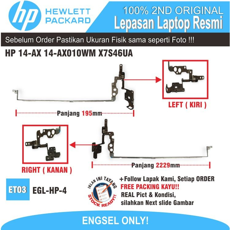 Jual ET03 EGL-HP-4 ENGSEL LAYAR LAPTOP 14 Inch HP 14-AX 14-AX010WM ...