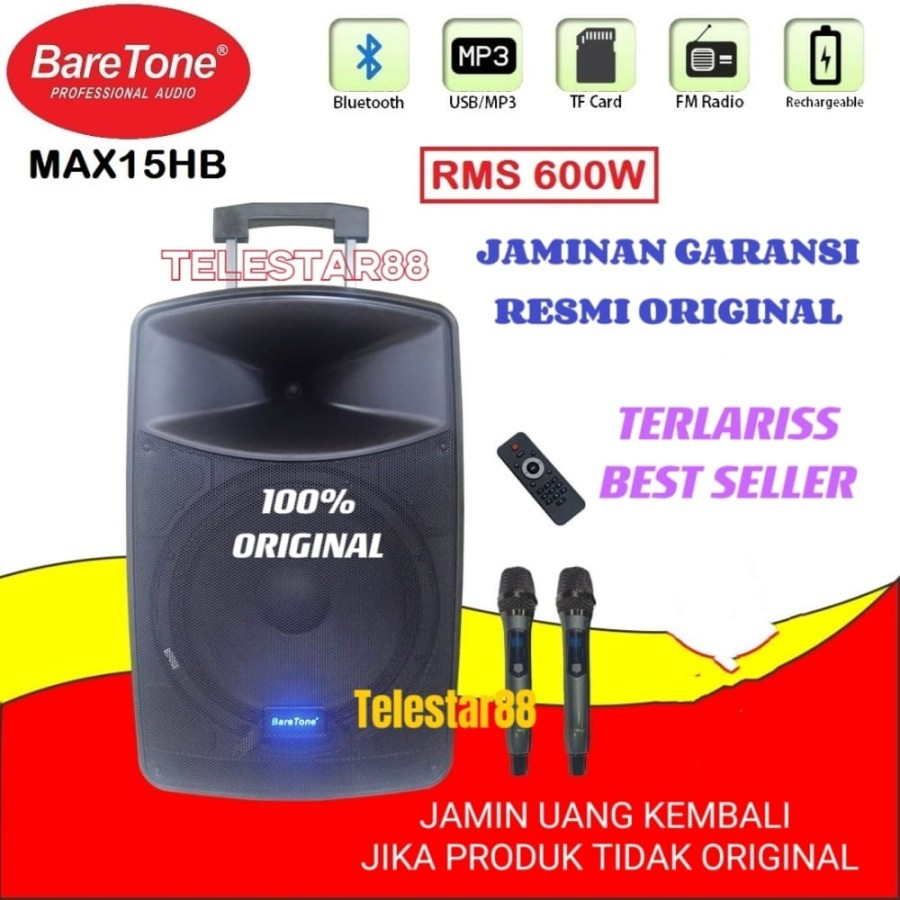 Jual Speaker Portable Meeting 15 Inch Baretone MAX15HB Tws Bluethooth Usb Mp3 Original | Shopee ...