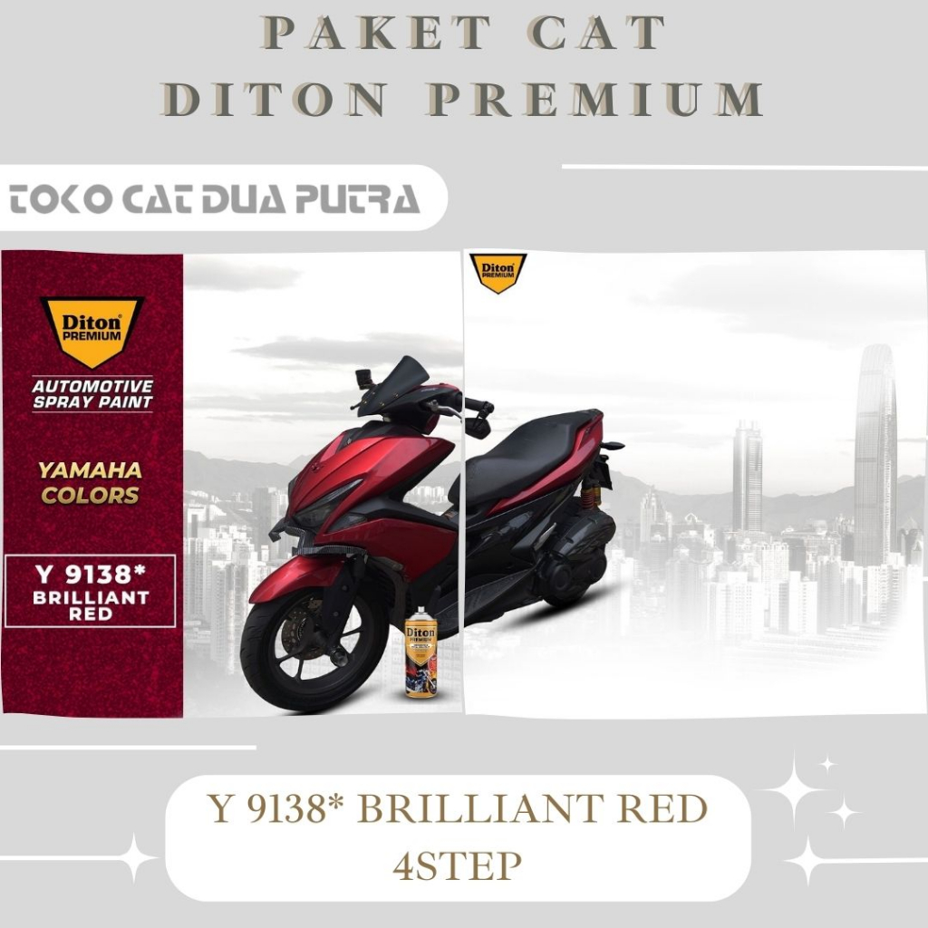 Jual Paket Cat Diton Premium Y 9138 Brilliant Red 4 Step | Shopee Indonesia