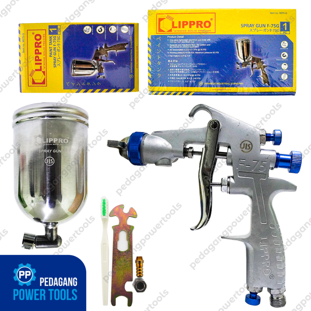 Jual LIPPRO F-75G SPRAY GUN SEMPROTAN CAT TABUNG ATAS KOMPRESOR ANGIN ...