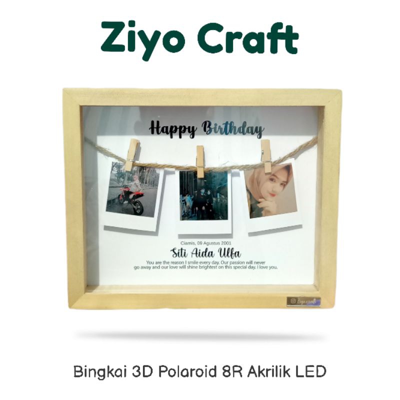 Jual Bingkai 3D Polaroid 8R dengan Lampu LED dan Kaca Akrilik untuk ...