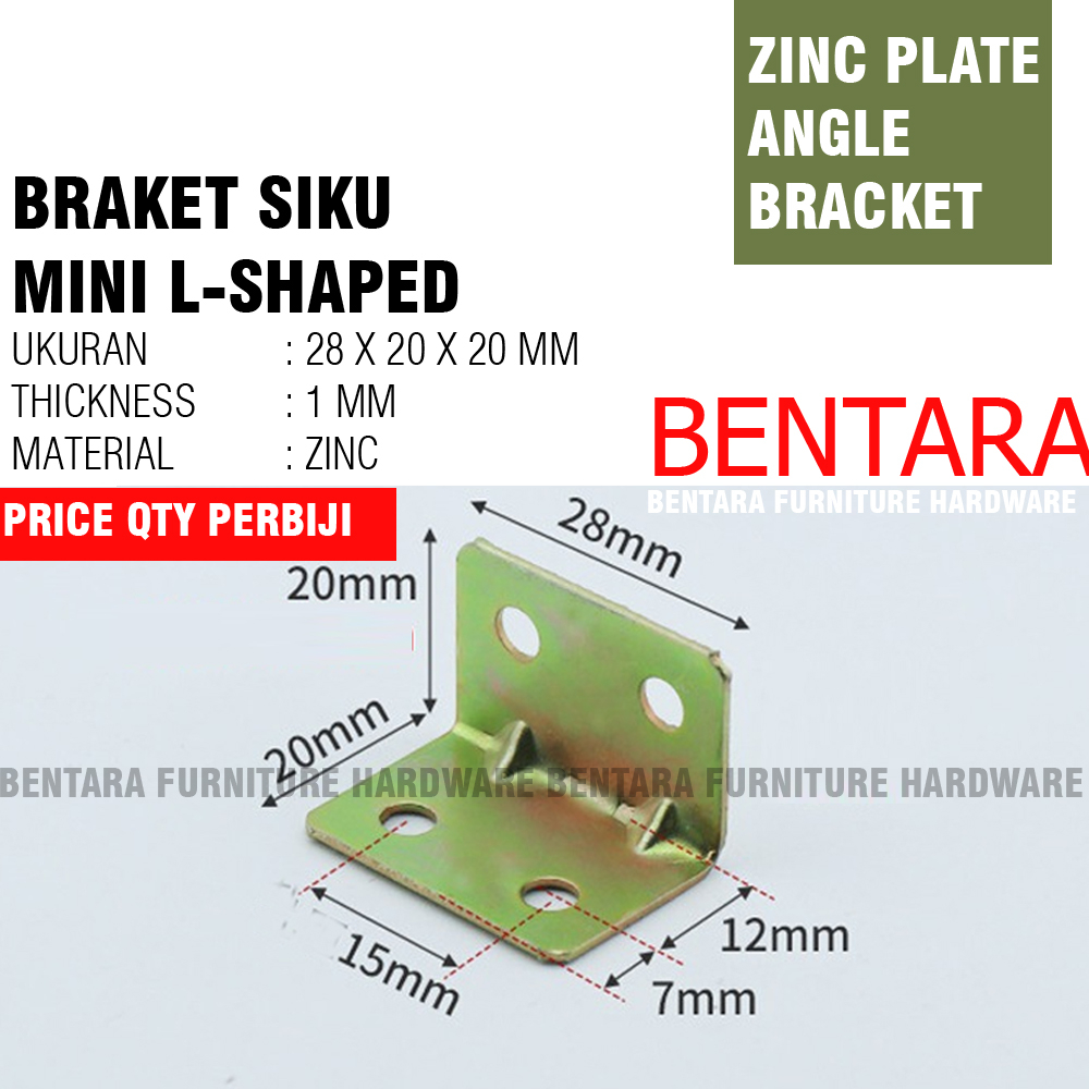 Jual 28MM SP-BE SIKU PERSEGI BESI 2.8CM ZINC PLATE BRAKET SIKU MINI 28 ...