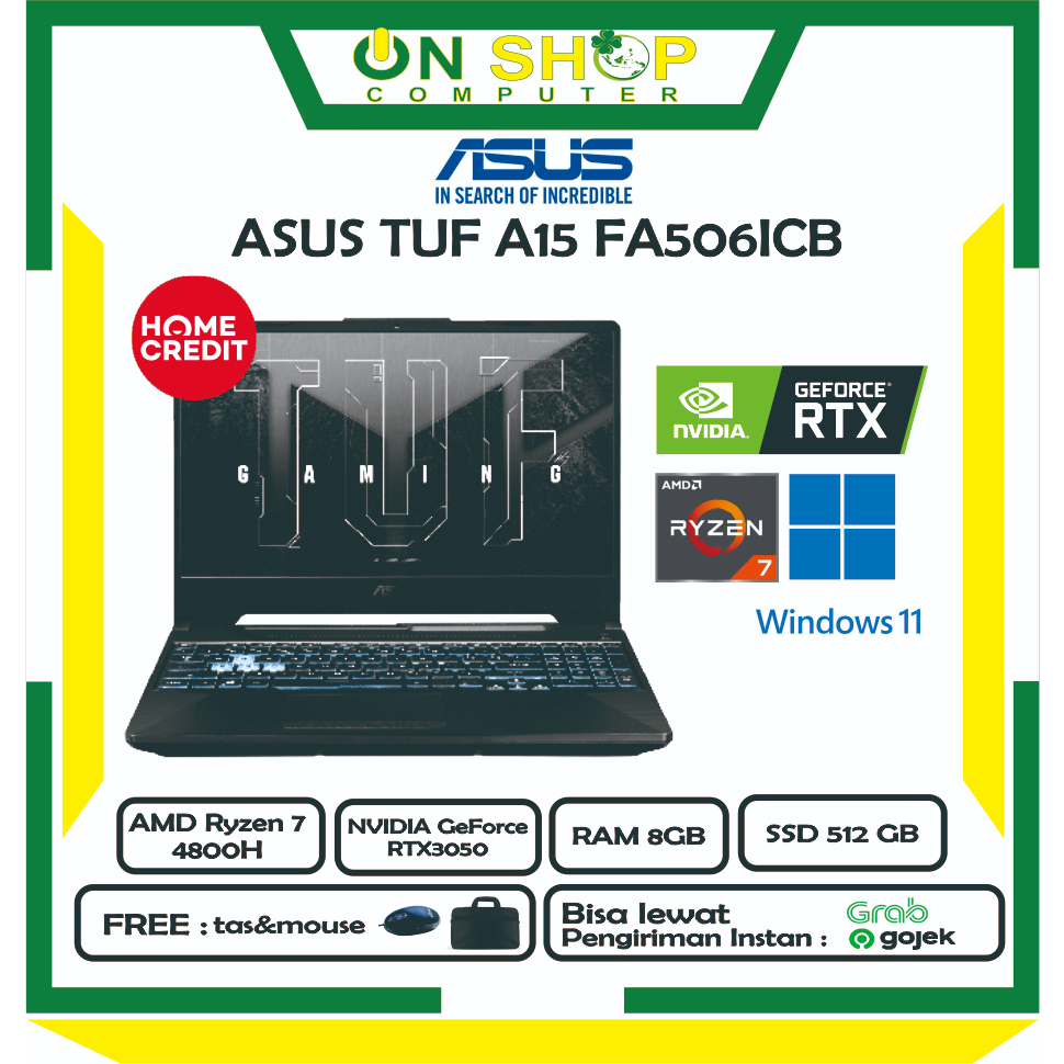 Jual ASUS TUF A15 FA506ICB Ryzen 7 4800H 8GB 512GB RTX3050 W11 | Shopee ...