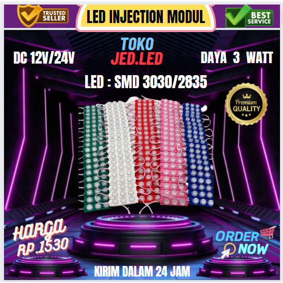 Jual Lampu Led Modul 3 Mata Besar DC 12V /24V 3 Watt SMD 2835/3030 Waterproof IP65...(Promo ...