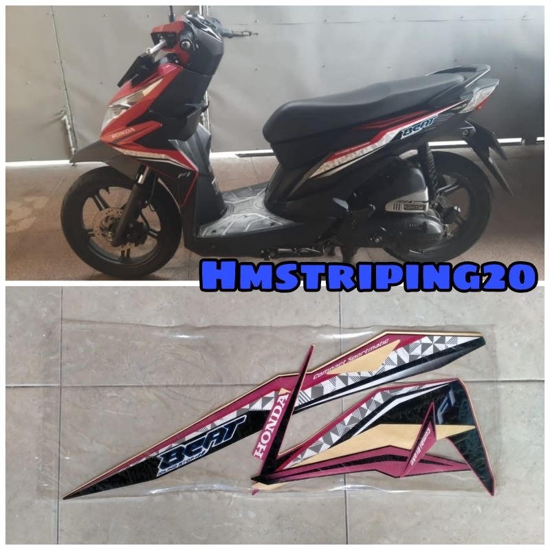 Jual Stiker striping lis body Honda beat Fi ISS 2016 2017 hitam pink ...