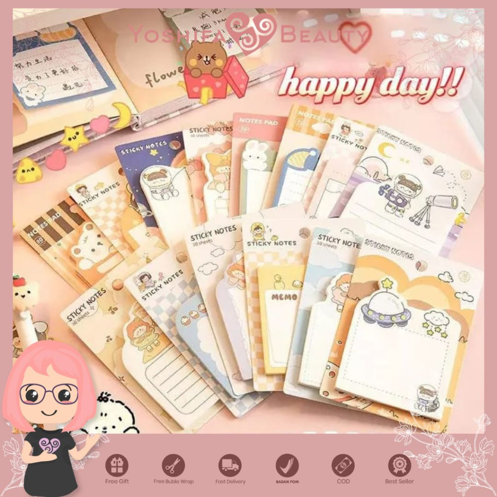 Jual Sticky Note Estetik Cute Karakter Kertas Memo 40 Halaman Karakter ...