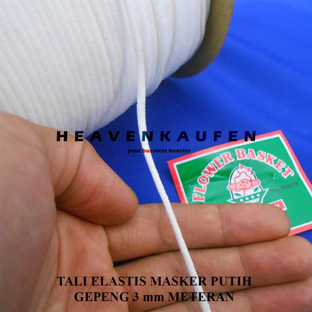 Jual Tali Elastis Karet Masker Putih Gepeng Halus Lembut Merk Flower ...