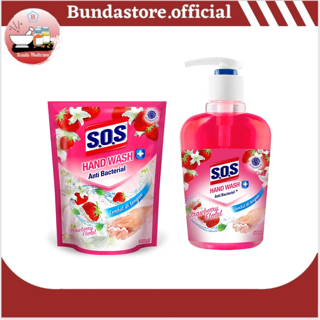 Jual SOS Antibacteria Handwash Strawberry Floral Botol 400 Ml / Refill ...