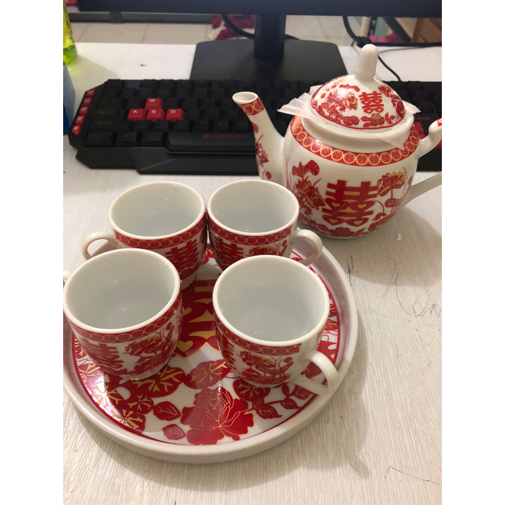 Jual Gelas tepai keramik motif couplle / gelas sangjit/ gelas tepai ...