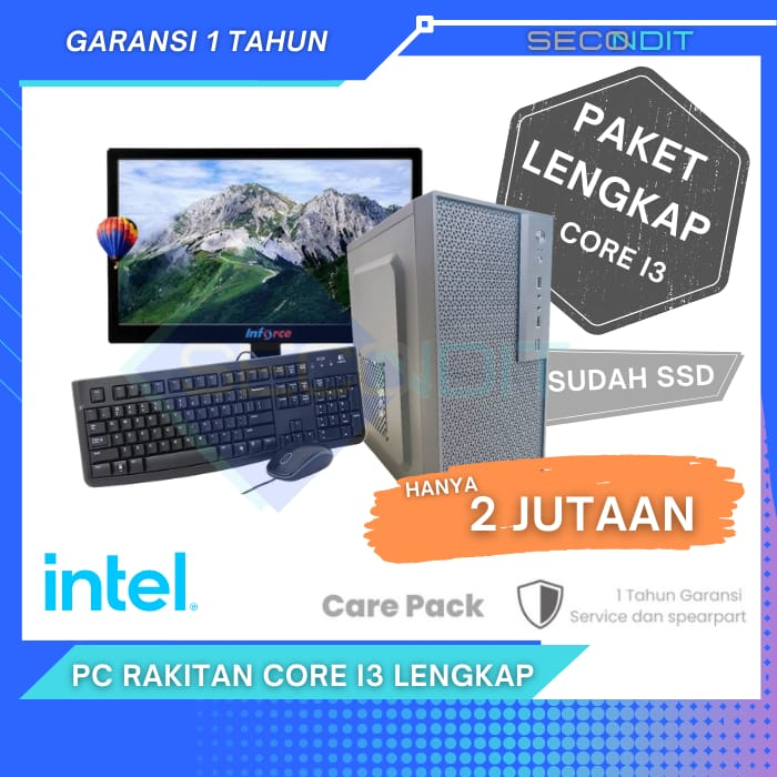 Jual Komputer full set baru / pc rakitan murah intel core i3 ram 8gb ssd garansi 1 tahun ...