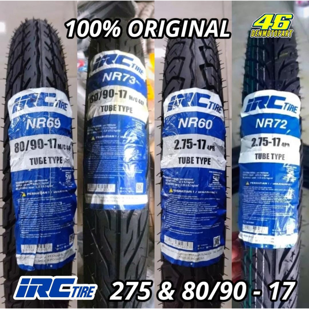 Jual BAN LUAR MOTOR BEBEK [ IRC ] 275 & 80/90 RING 17 TUBE TYPE / NON TUBELESS BELAKANG - SUPRA ...