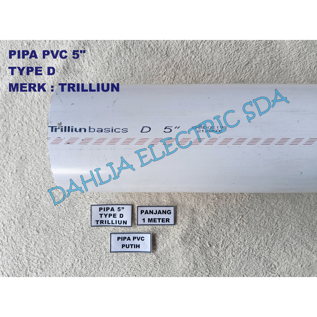 Jual PIPA PVC 5 INCH TYPE D PUTIH (1 METER) TRILLIUN | Shopee Indonesia