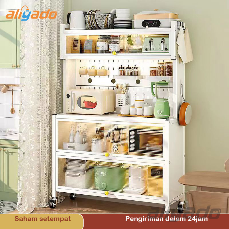 Jual Rak Dapur dengan Pintu Rak Penyimpanan Microwave Lemari Piring Rak ...