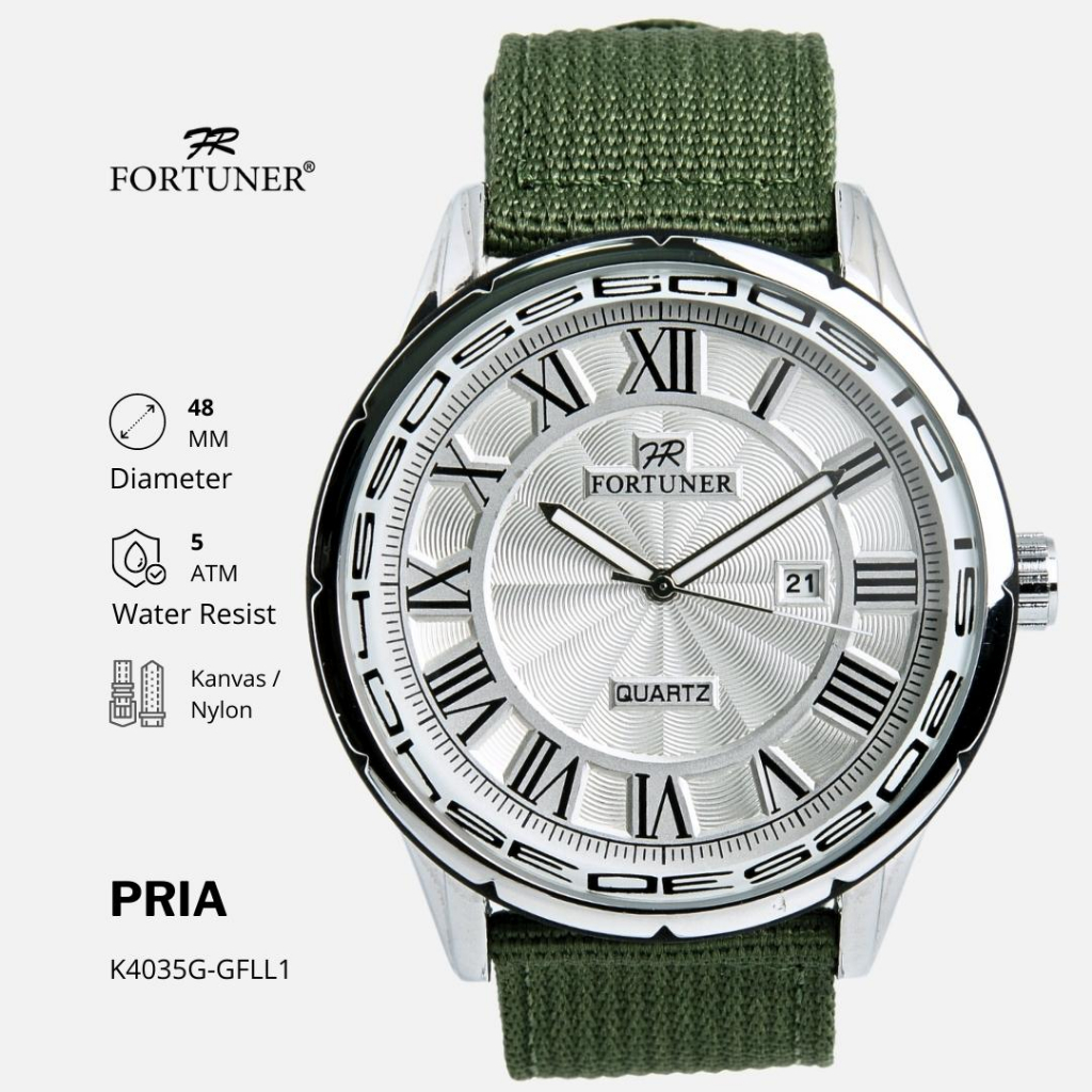 Jual Fortuner Jam Tangan Pria Analog Angka Romawi Tahan Air Kanvas ...