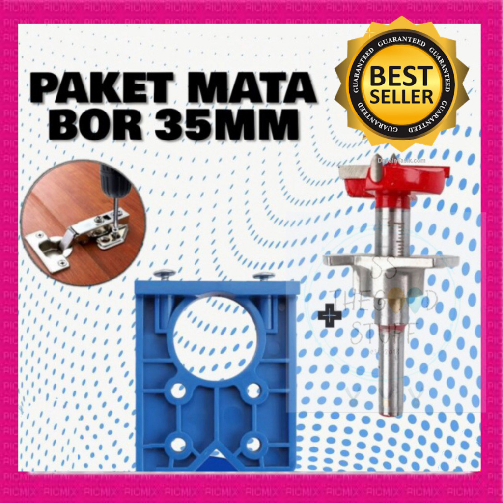 Jual Paket TCT 3 Hinge Hole drill jig Lubang Bor Engsel Sendok 35mm ...