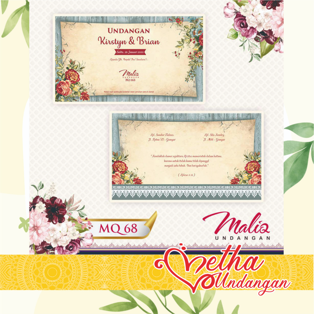 Jual BLANGKO UNDANGAN atau KERTAS UNDANGAN PERNIKAHAN merek MALIQ 68 ...