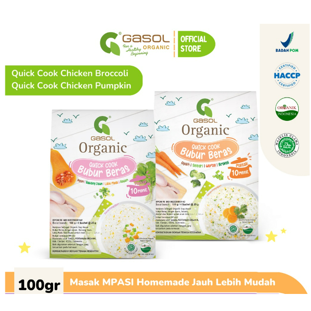 Jual GASOL Quick Cook CHICKEN BROCCCOLI Bubur Beras Organik Makanan ...