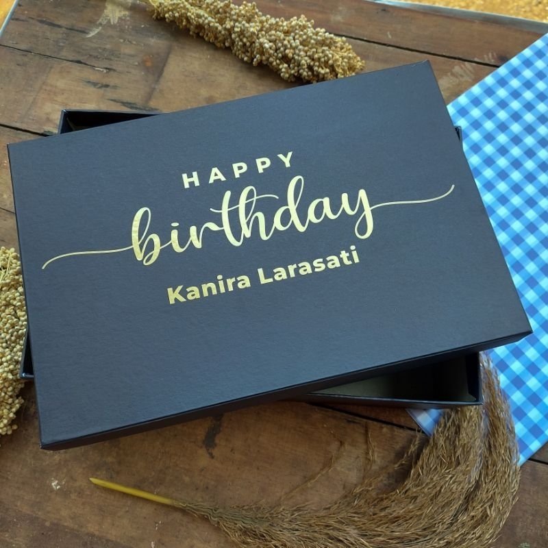 Jual Box Kado Hitam Doff Custom Tulisan | Shopee Indonesia