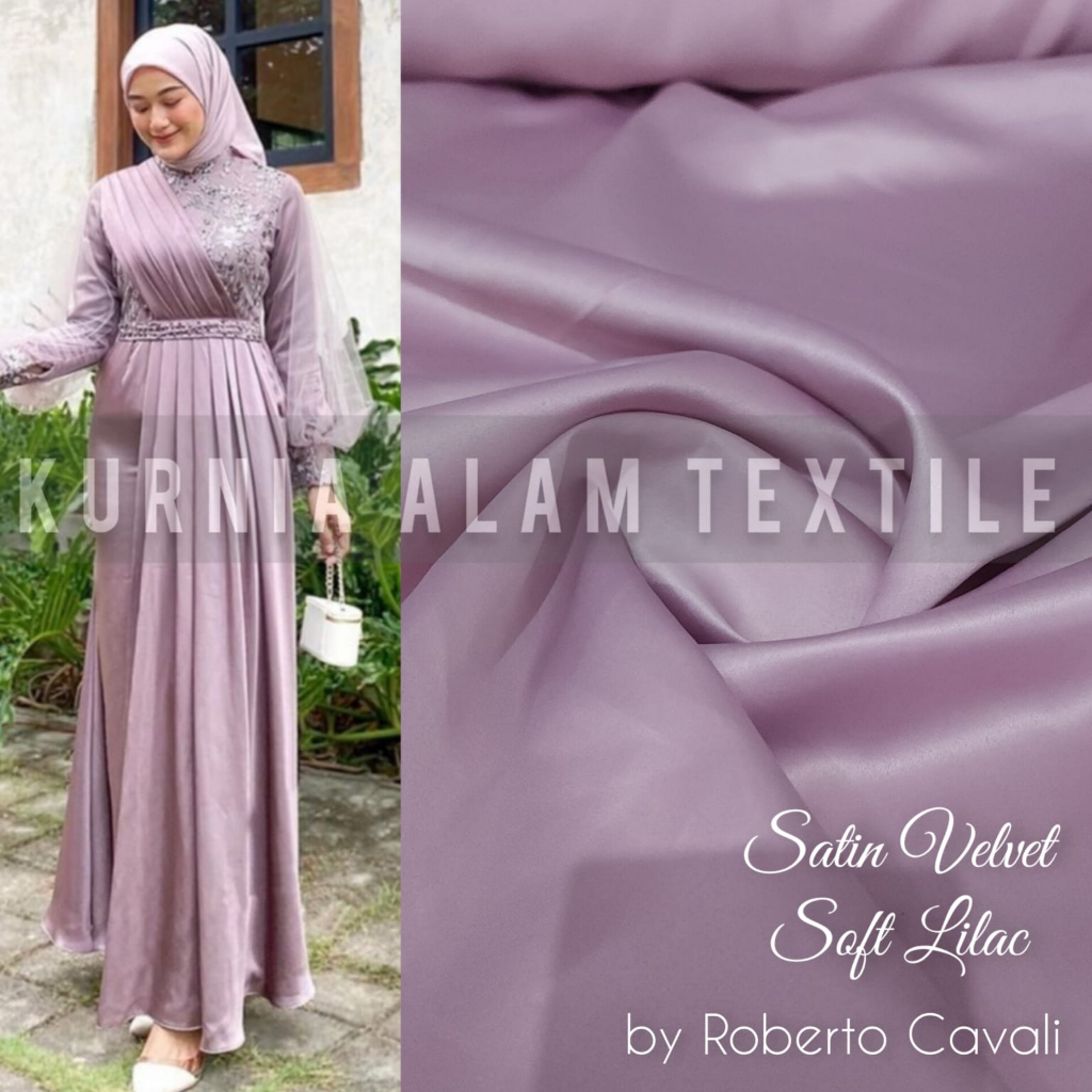 Jual Kain Satin Velvet Premium Mewah Warna SOFT LILAC bahan dress ...