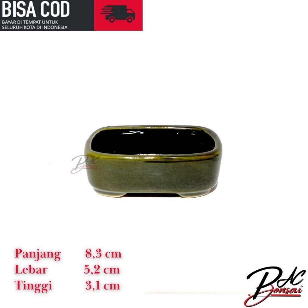 Jual Pot Keramik Bonsai | Sukulen | Kaktus | Bunga Bonsai Ukuran Mame Segi Empat | Shopee Indonesia