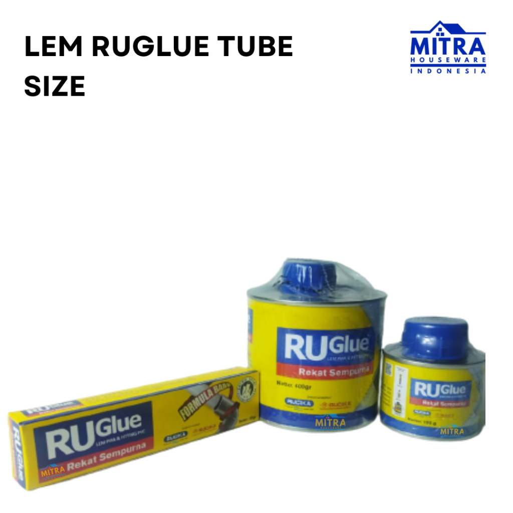 Jual LEM RUGLUE RUCIKA PVC, Tube/Odol 50gr, Botol 60gr, Kaleng 100gr ...